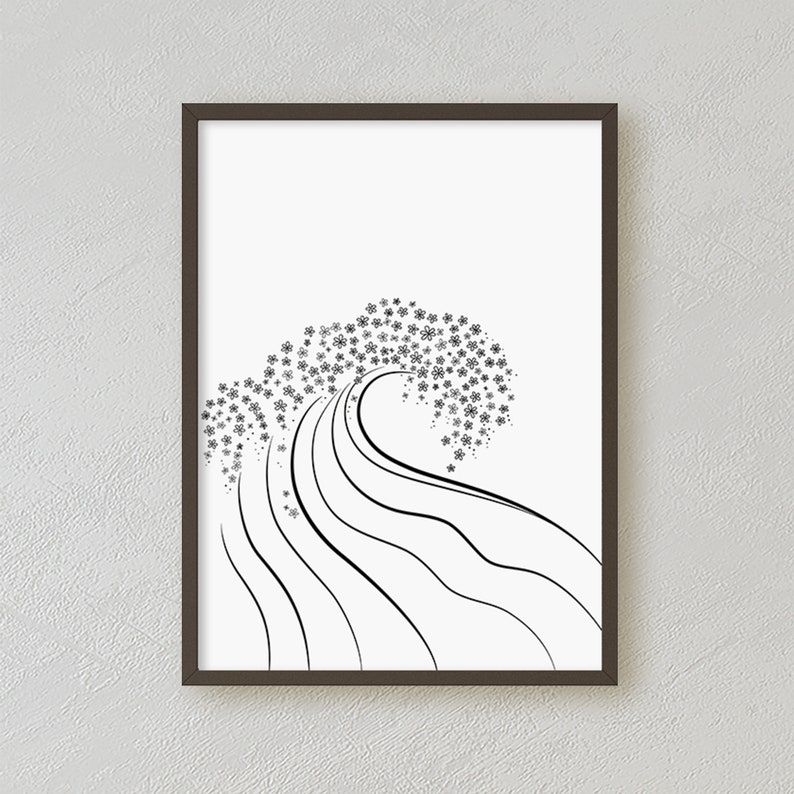 Floral Wave Print / Printable JPG, PNG - Home Office Gift / Minimalist ...