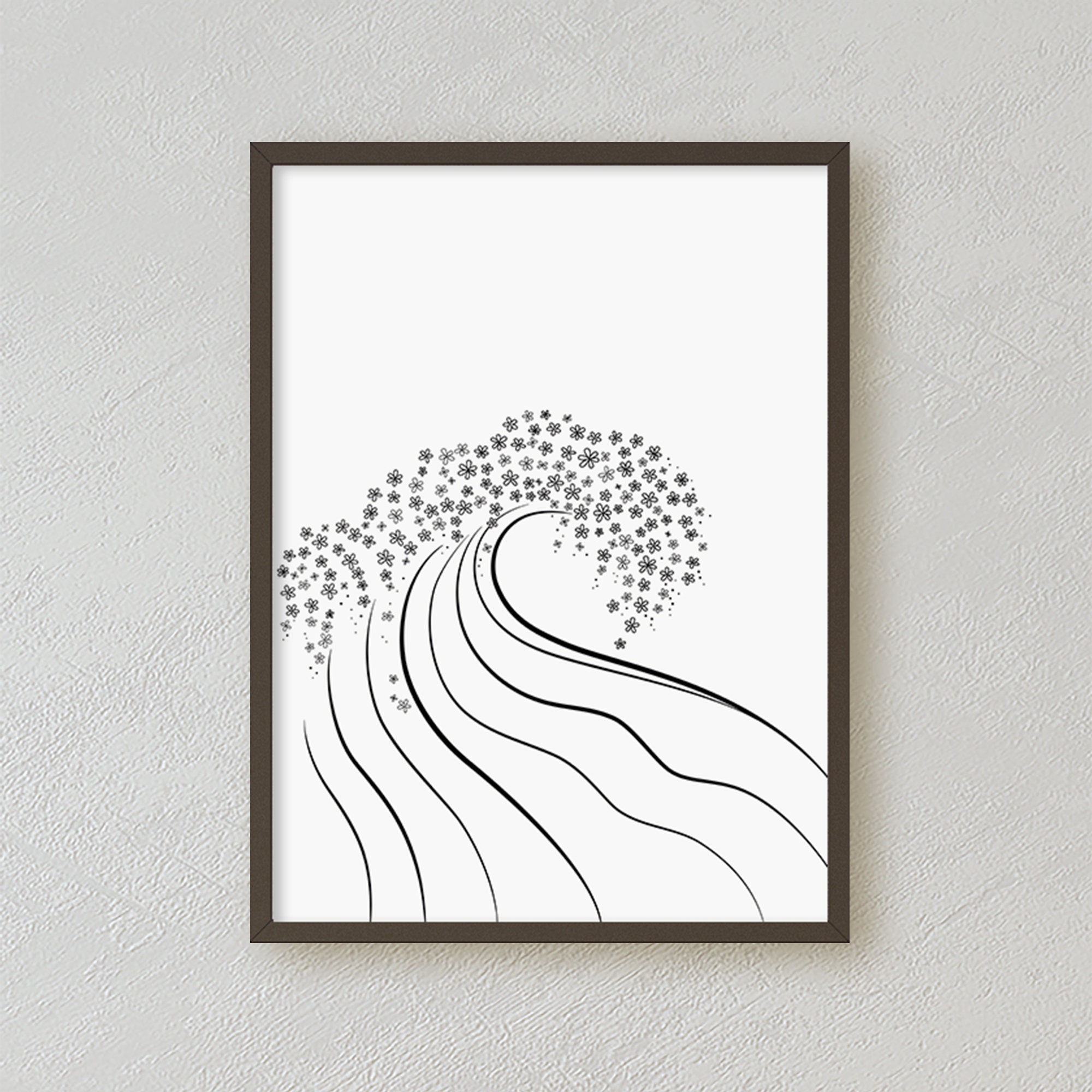 Floral Wave Print / Printable JPG, PNG Home Office Gift / Minimalist ...