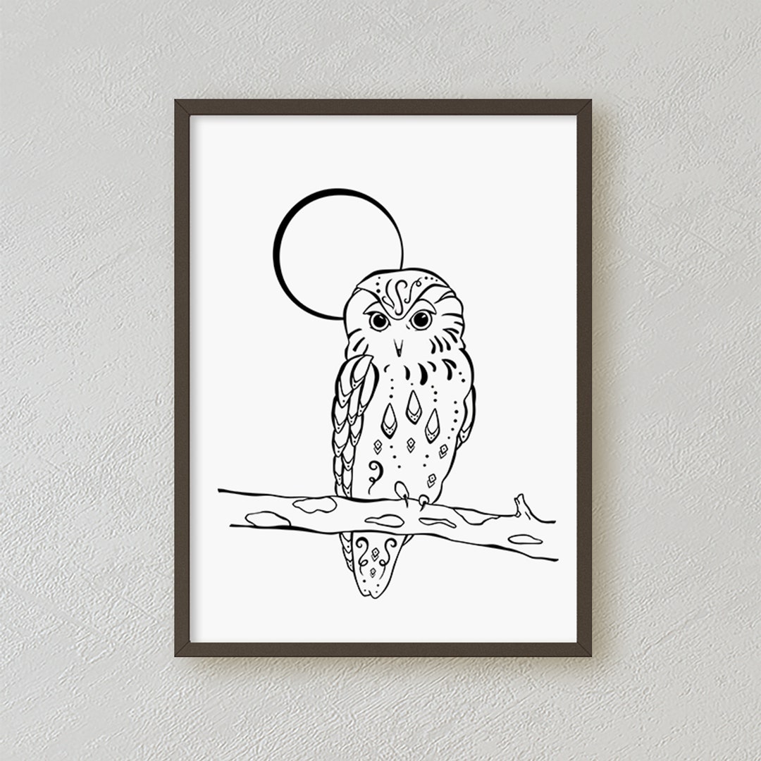 Owl Moon Printable JPG, PNG Clip Art Home Office Gift Wall Art ...