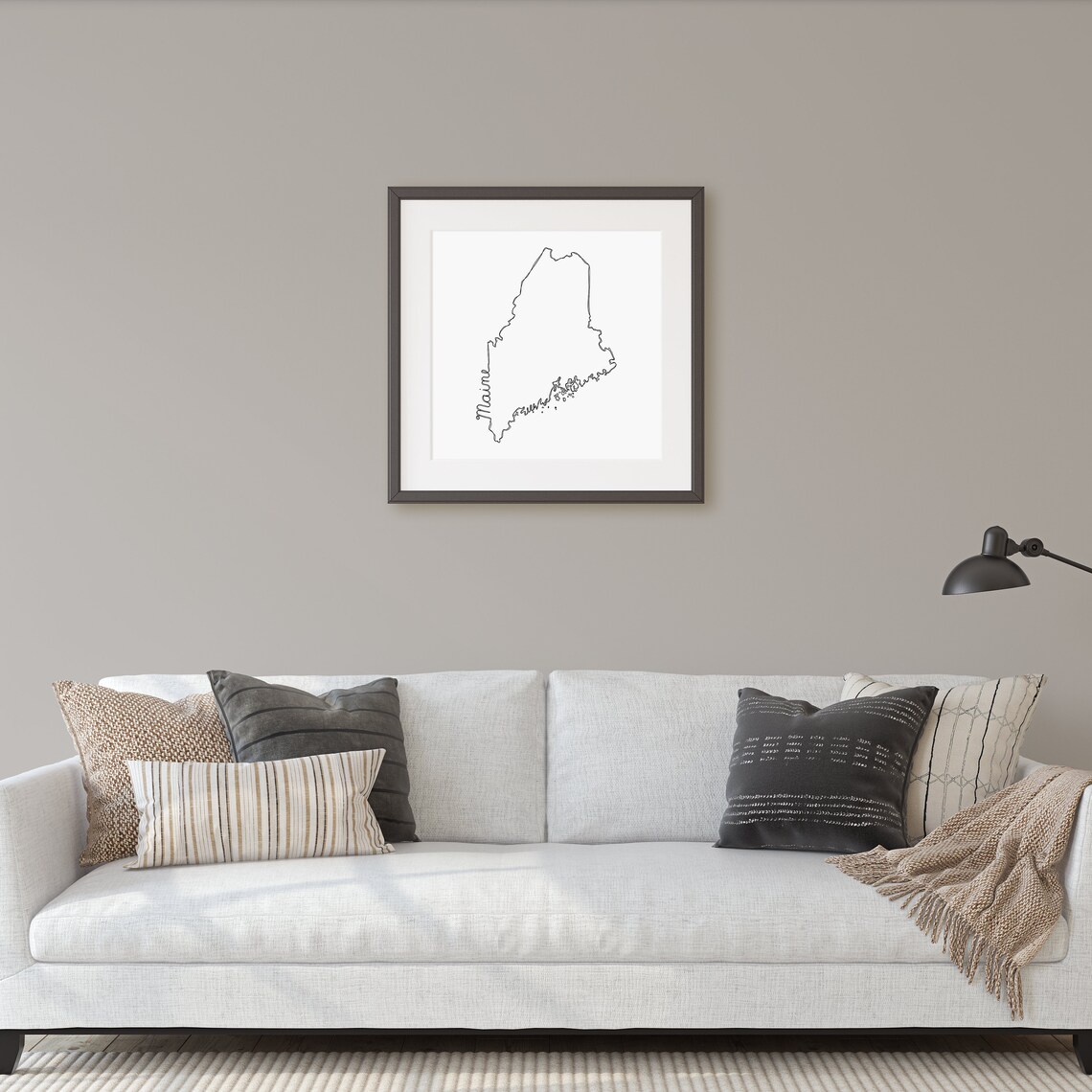 Scribbled Maine State Outline Printable JPG, PNG Home Office Gift Wall ...