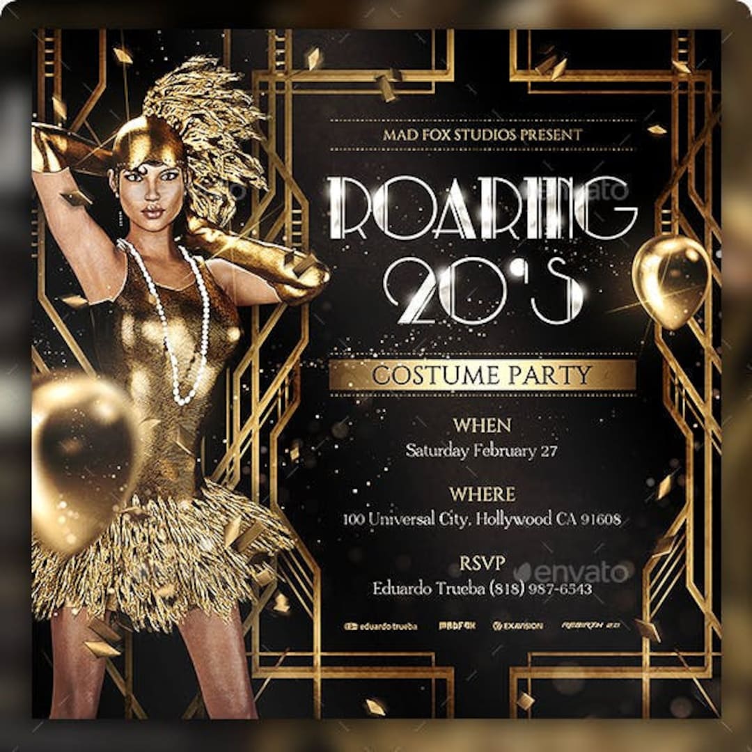 Roaring 20's Retro Costume Party Flyer Template - Etsy