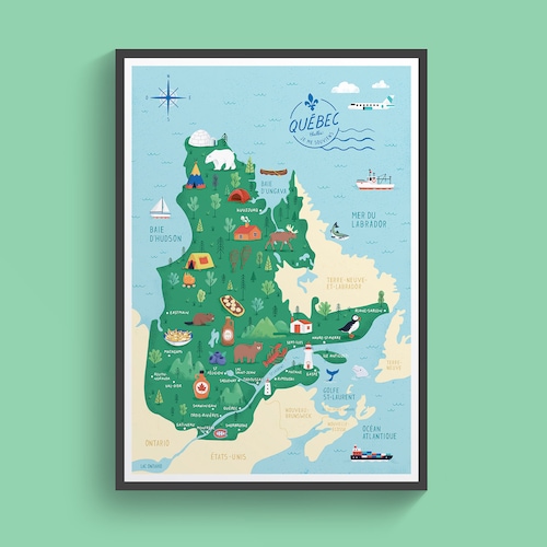 Quebec Illustrated Map - Etsy