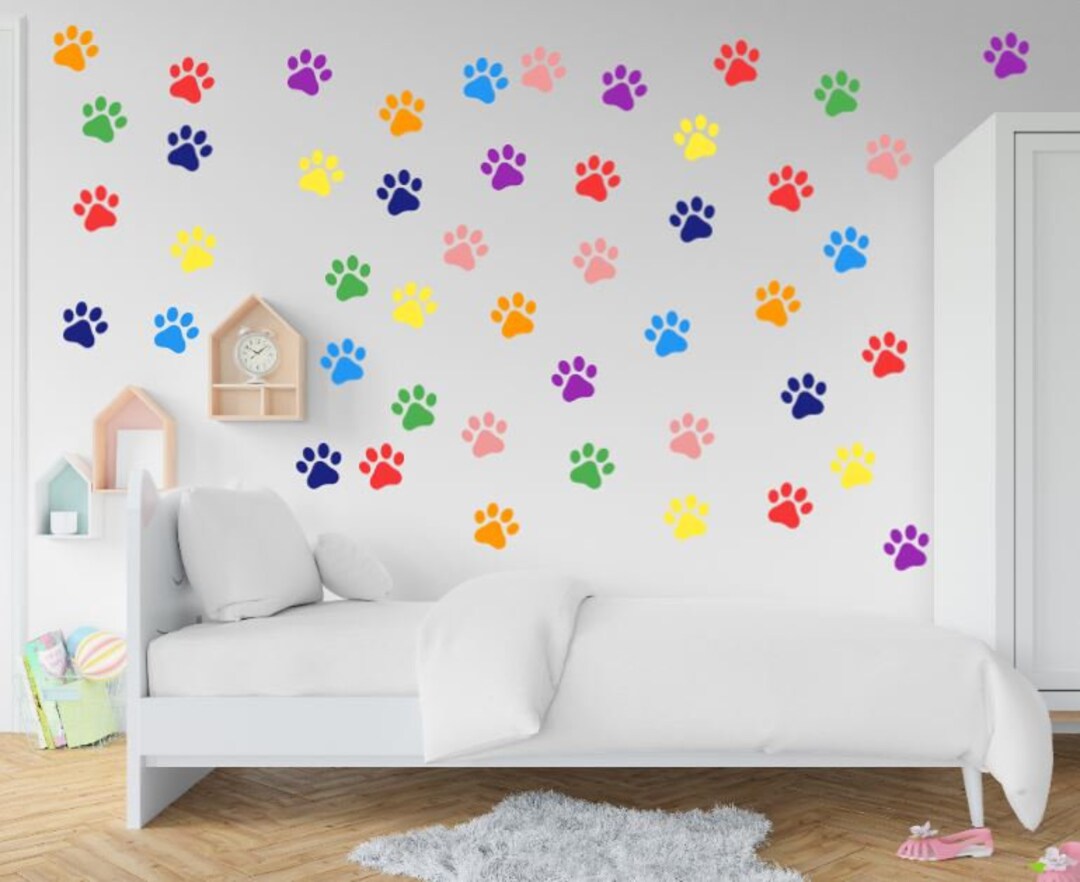 Dog Paw Wall Stickers in Vinyl Any Colour 96 Pcs Ideal for Wall Art ...