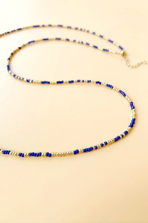Belly String Pearls Gold and Blue Egyptian Mini Pearls Style | Etsy