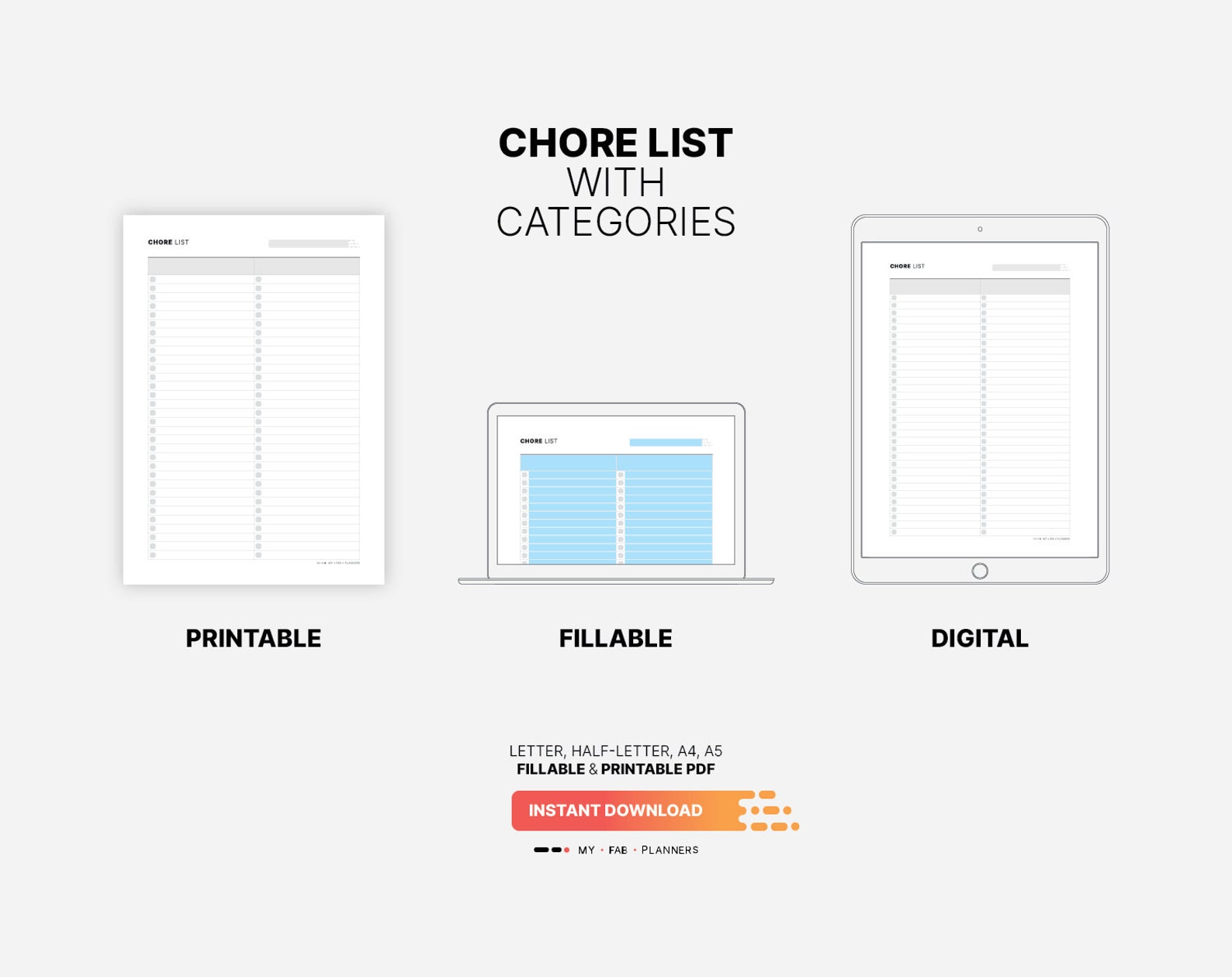 Chore List, Printable House Cleaning Checklist, Fillable Family to Do ...