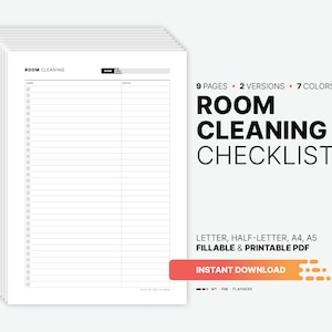 Room Cleaning Template, Printable Home Checklist, Fillable Daily ...