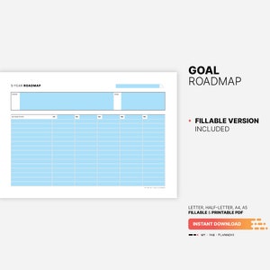 Goal Roadmap, Printable Action Plan, Fillable Long-term Life, Business ...
