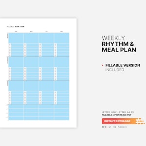 Weekly Rhythm & Meal Plan, Daily and Morning Routine Task Planner ...