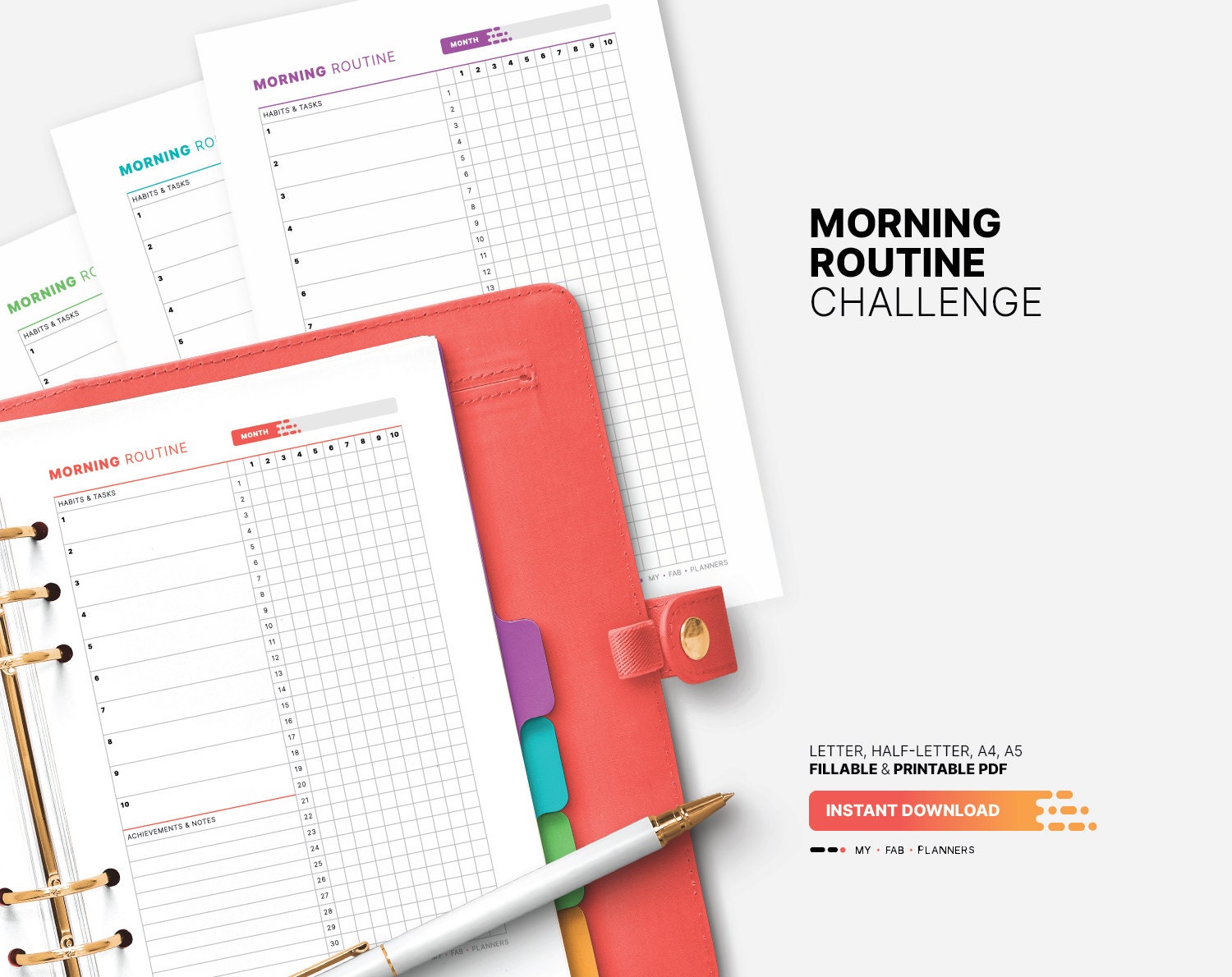 Morning Routine Challenge 30 Day Habit Tracker Checklist - Etsy