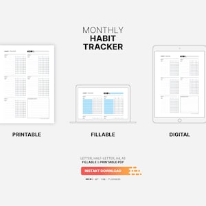 Monthly Habit Tracker, Printable Weekly, Daily Planner, Morning ...