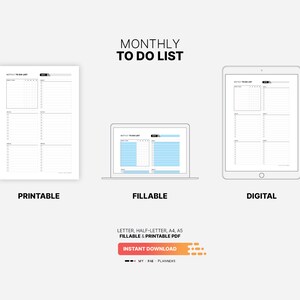 Monthly Things to Do List Printable Weekly Checklist Tracker - Etsy