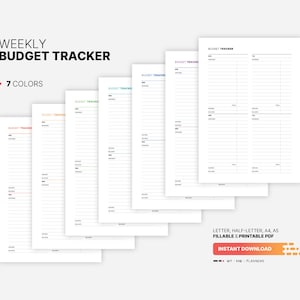 Weekly Budget Tracker Sheet, Fillable Financial Journal Sheets, 2 Pages ...