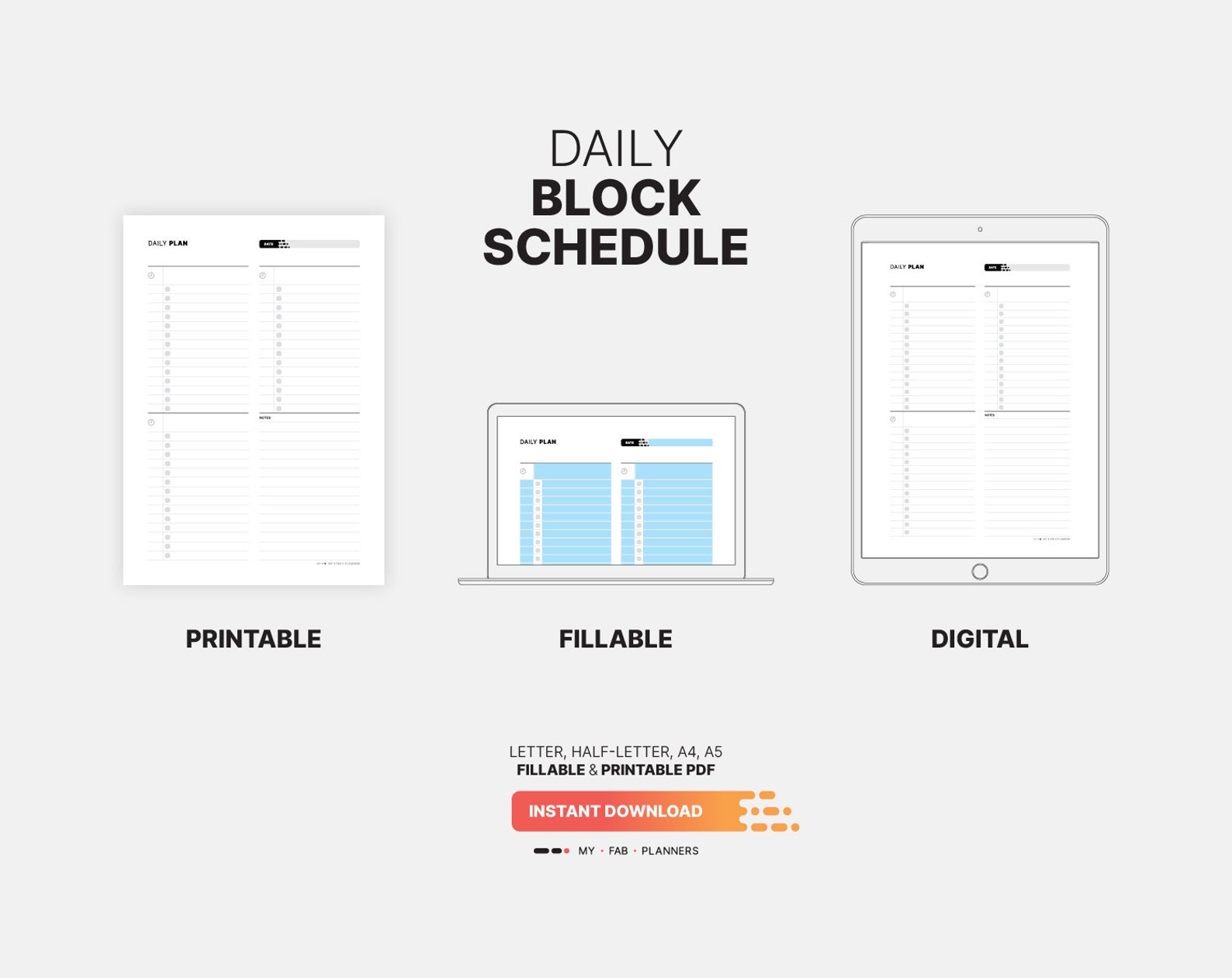 Daily Block Schedule Planner, Hourly Task Checklist, Tracker & Manager ...
