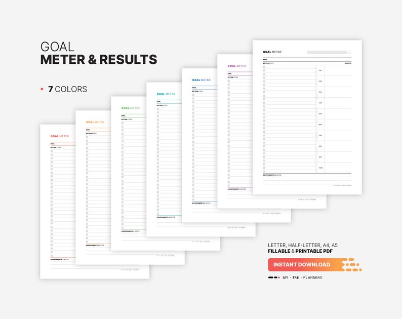 Goal Meter & Results Sheet, Goals Crusher Action Plan, Tracker, Planner ...