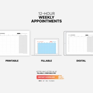 Weekly Appointment Planner, Printable Work & Small Business Agenda ...