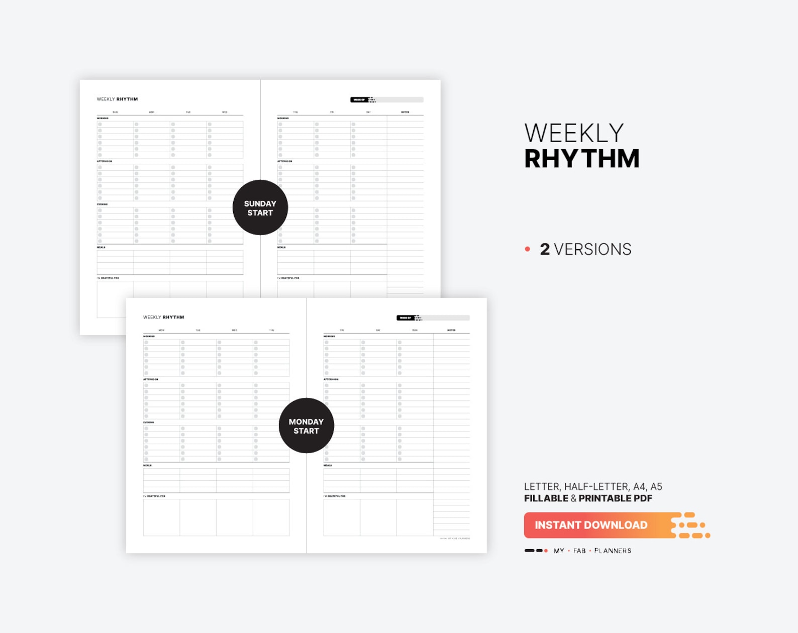 Weekly Rhythm Chart, Fillable Daily Morning & Evening Routine Checklist ...