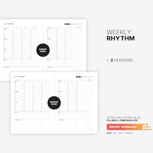 Weekly Rhythm Chart, Fillable Daily Morning & Evening Routine Checklist ...