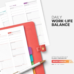 Daily Work-life Balance Planner, Fillable PDF Template - Etsy