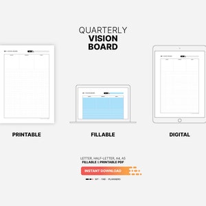 Quarterly Vision Board With 3-month Plan, Fillable Goal Dashboard ...