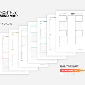 Monthly Mind Map Planner Template, Mindfulness Task Manager, Printable ...