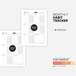 Monthly Habit Tracker, Printable Weekly, Daily Planner, Morning ...