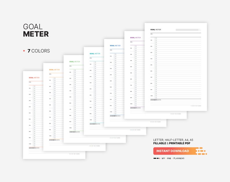 Goal Meter Sheet Goals Crusher Action Plan Tracker Planner - Etsy