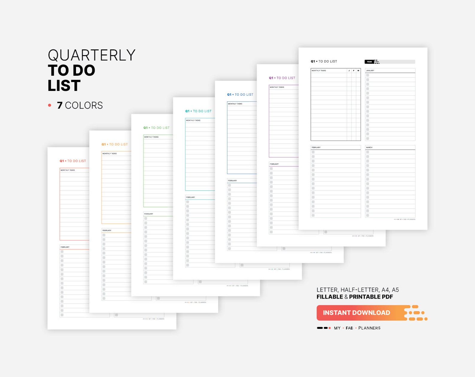 Quarterly Things to Do List, Printable Undated Work, Study, Business ...