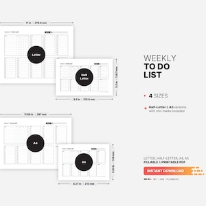 Weekly to Do List Planner, Printable Task List Chart, Productivity ...