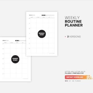 Weekly Routine Planner, Printable Daily Chore Chart, Fillable Morning ...