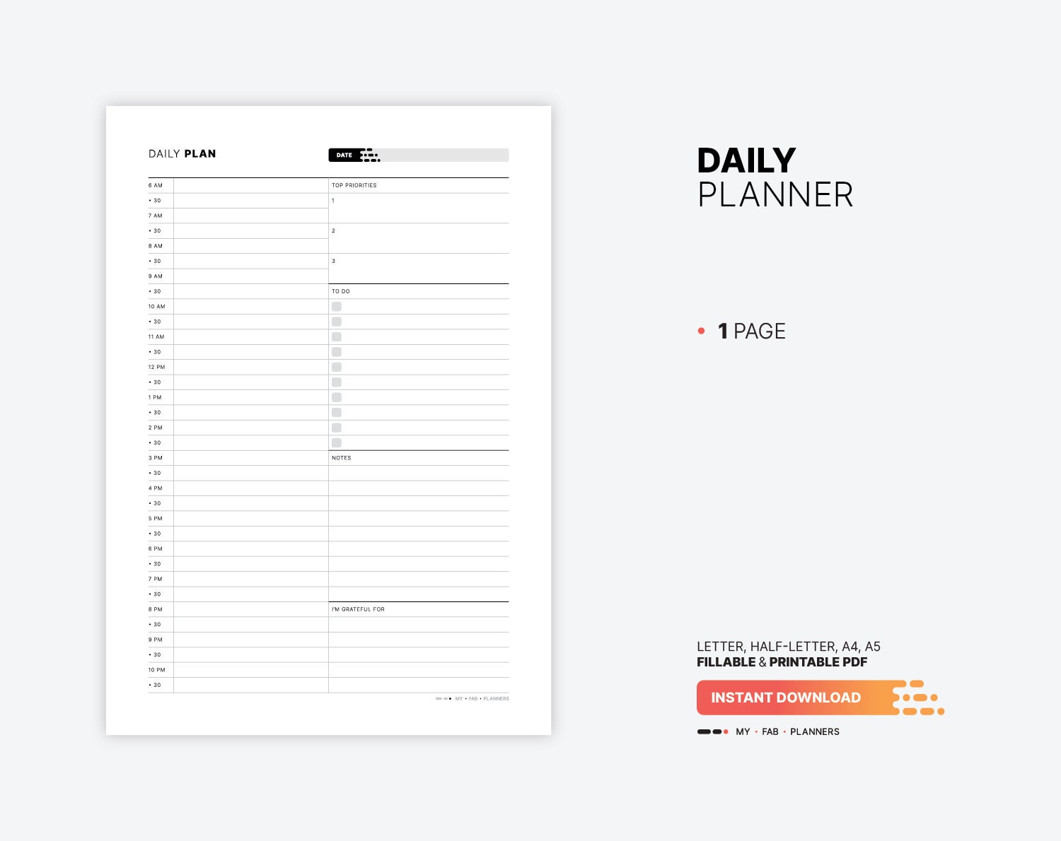 Daily, Weekly, Monthly Planner, Undated Printable and Fillable Letter ...