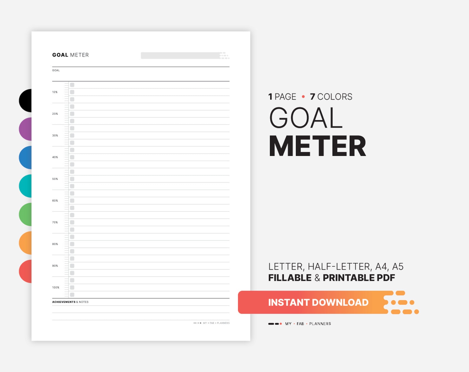 Goal Meter Sheet, Goals Crusher Action Plan, Tracker, Planner, Journal ...