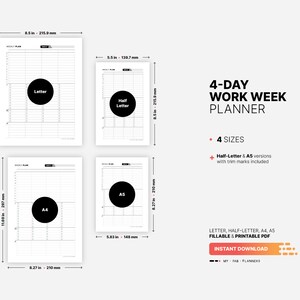 4-day Work Week Planner, Printable Productivity Action Plan Tracker ...