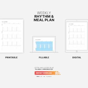 Weekly Rhythm & Meal Plan, Daily and Morning Routine Task Planner ...