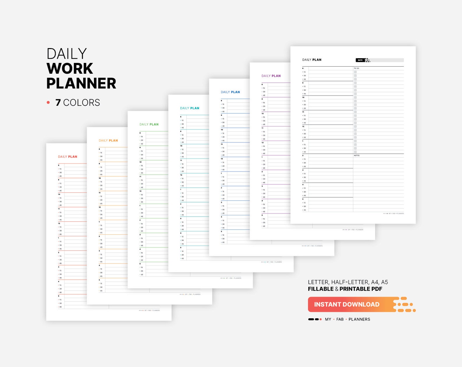 Daily Work From Home Action Plan & Log Book, Fillable Hourly Planner ...