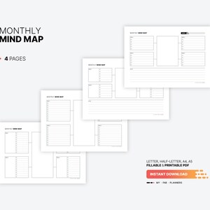 Monthly Mind Map, Printable Weekly Things to Do List, Fillable Project ...
