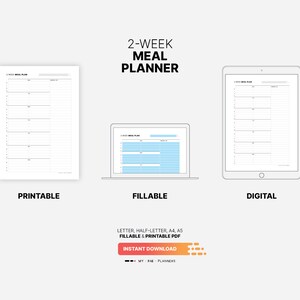 2-week Meal Planner, Grocery List, Printable Biweekly Healthy Prep Plan ...