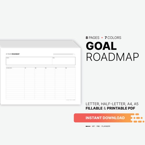 Goal Roadmap Printable Action Plan Fillable Long-term Life - Etsy Australia