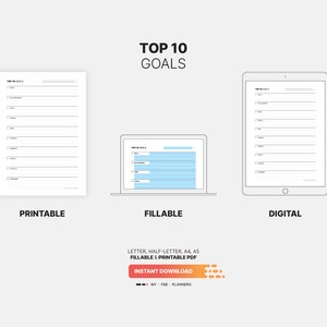 Top 10 Goals, Life Goal List Setting, Dashboard & Worksheet Planner ...