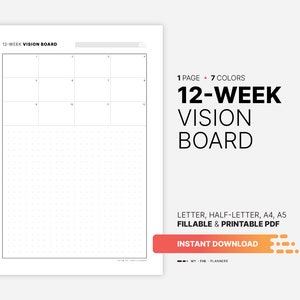 12 Week Vision Board Fillable Goal Setting Overview Planner | Etsy