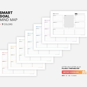 SMART Goal Mind Map, Printable Brainstorm Action Plan, Fillable Project ...