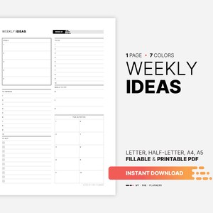 Weekly Ideas Journal, Idea List Planner & Goals Boards, to Do Fun ...