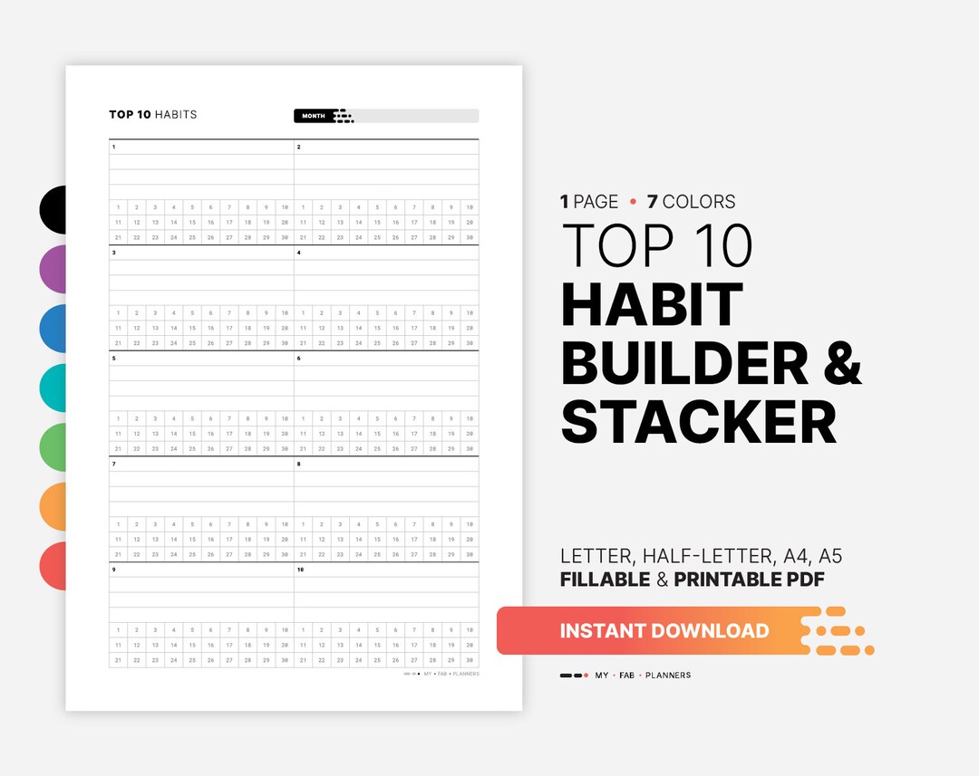 Top 10 Habit Builder & Stacker, Monthly Goal Setting List Planner ...