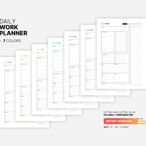 Daily Work Planner, Printable Fillable PDF Template - Etsy