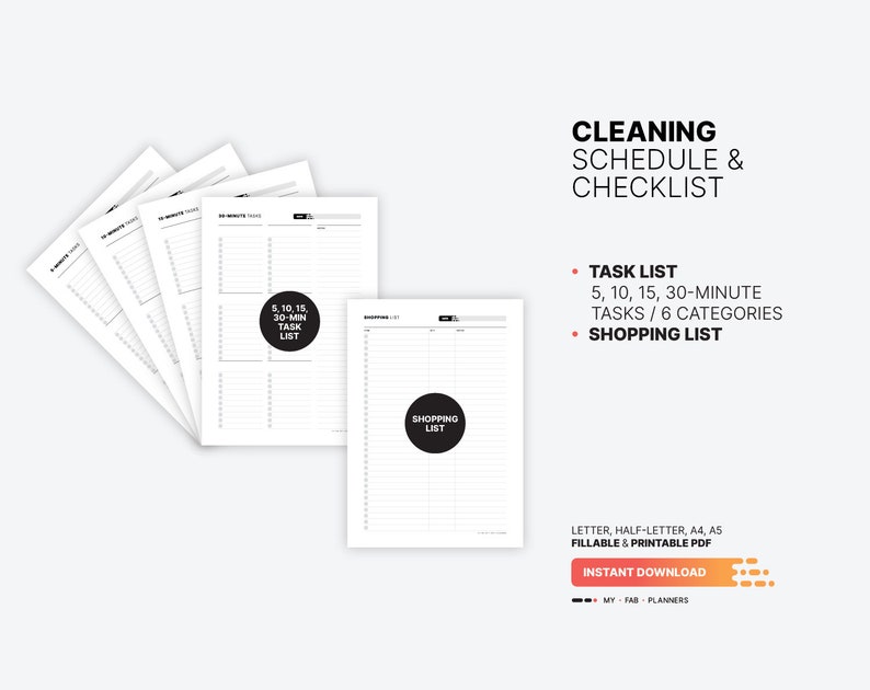Cleaning Schedule Printable Things to Do Checklist Fillable - Etsy