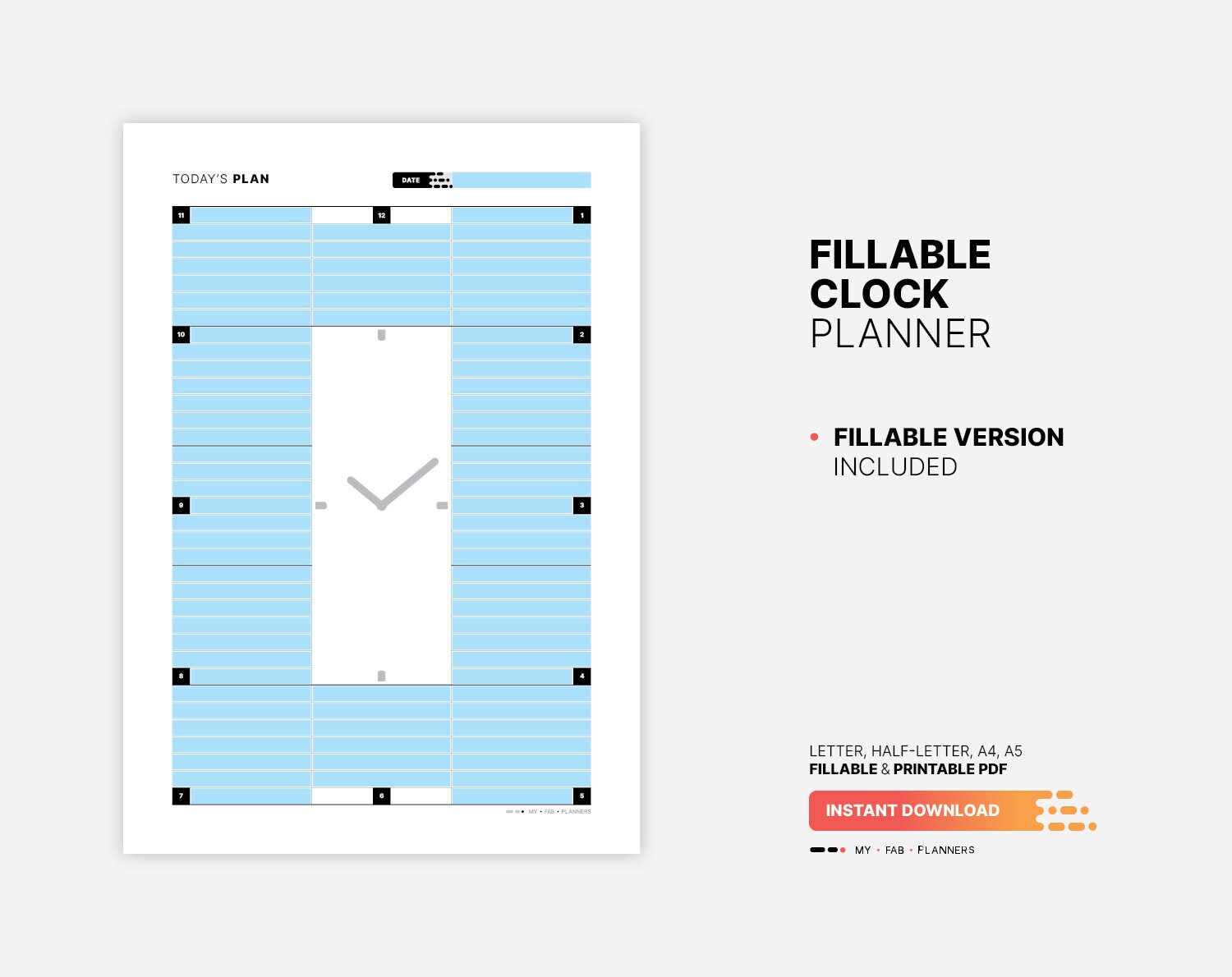 Fillable Clock, Daily Routine & Rhythm Schedule Planner, Undated ...