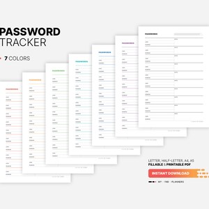 Password Tracker & Keeper Sheet With Fillable Boxes for Printable ...