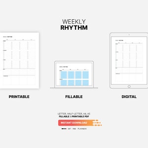 Weekly Rhythm Chart, Fillable Daily Morning & Evening Routine Checklist ...
