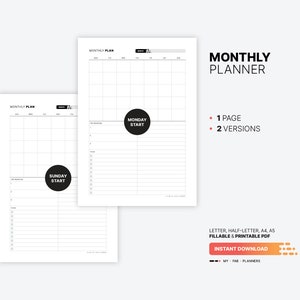 Daily, Weekly, Monthly Planner, Undated Printable and Fillable Letter ...