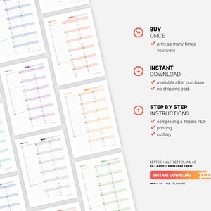 12-hour Planner, Printable 15-minute Work, Study Task Schedule ...