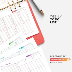 Weekly to Do List Planner, Printable Task List Chart, Productivity ...